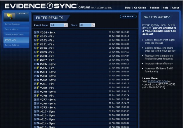 Reviewing videos and uploading with Evidence Sync