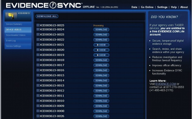 Reviewing videos and uploading with Evidence Sync