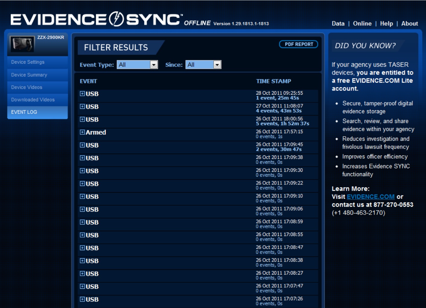 Reviewing videos and uploading with Evidence Sync