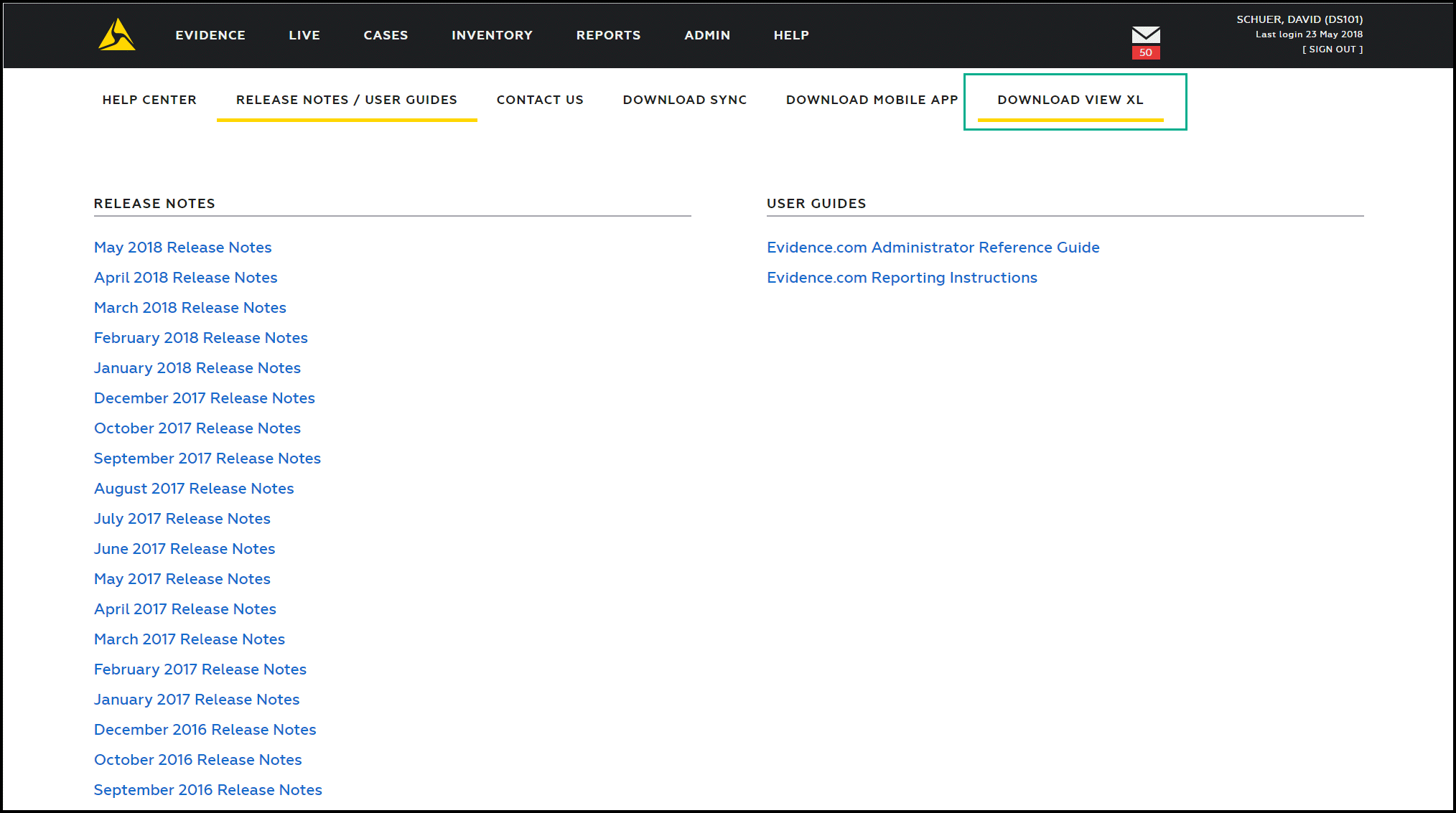 Downloading View XL from Evidence.com
