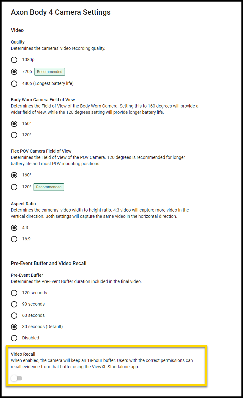 Video Recall on Axon Body 4