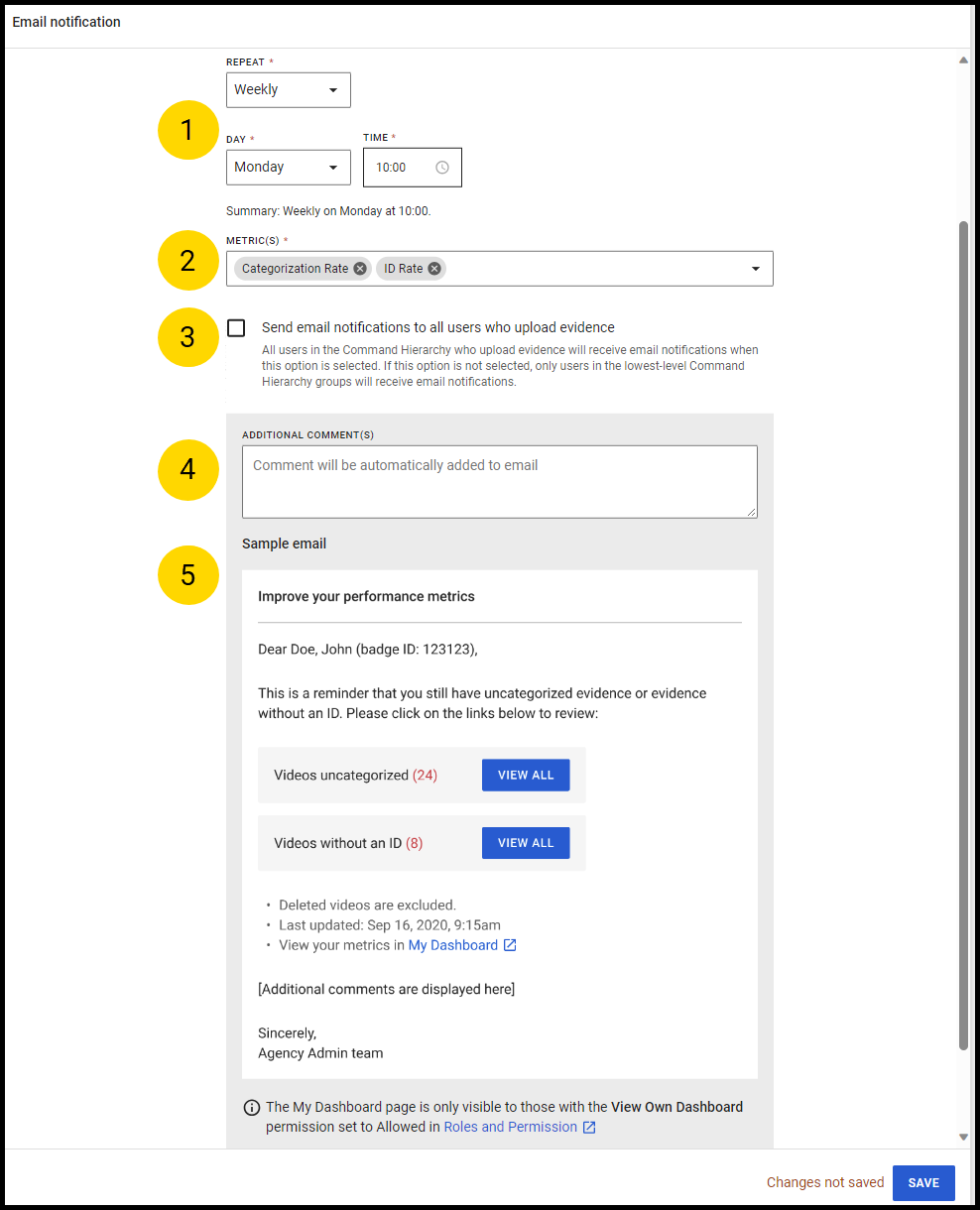 Email Notification Settings in Axon Performance