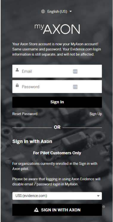 Sign in with Axon on MyAxon (Pilot)