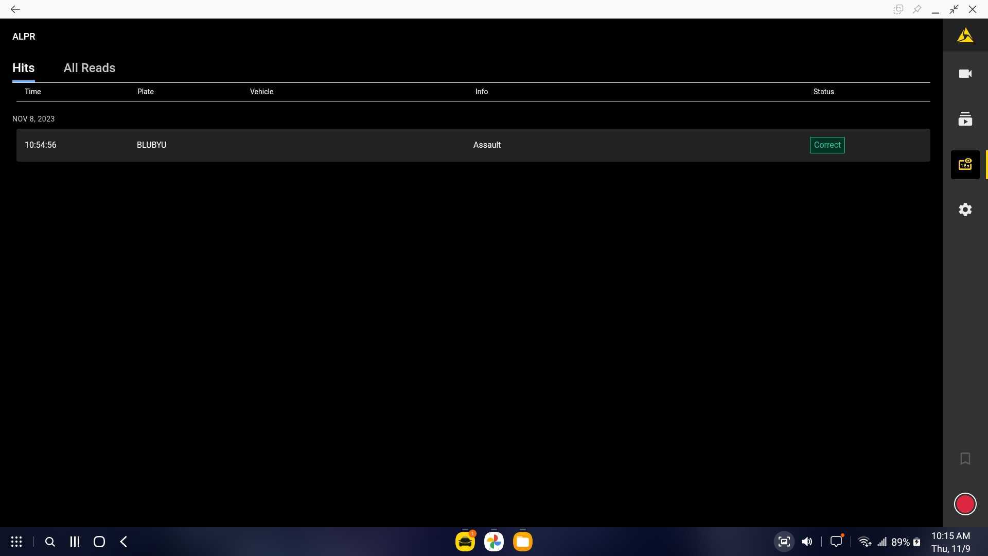 Dashboard ALPR hit reviews - Fleet on DeX