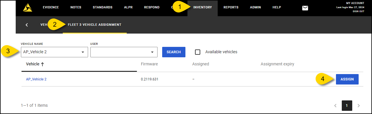 Axon Evidence Based Vehicle Assignment Guide for Users