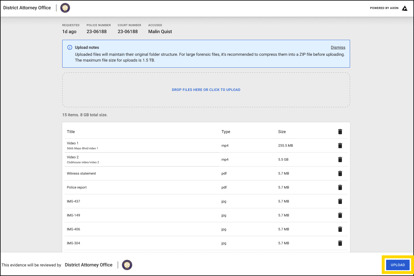 Justice Trusted User Evidence Upload Guide
