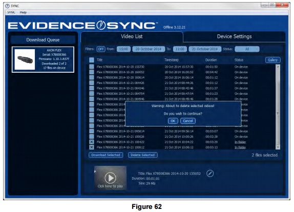 Removing videos from an Axon camera