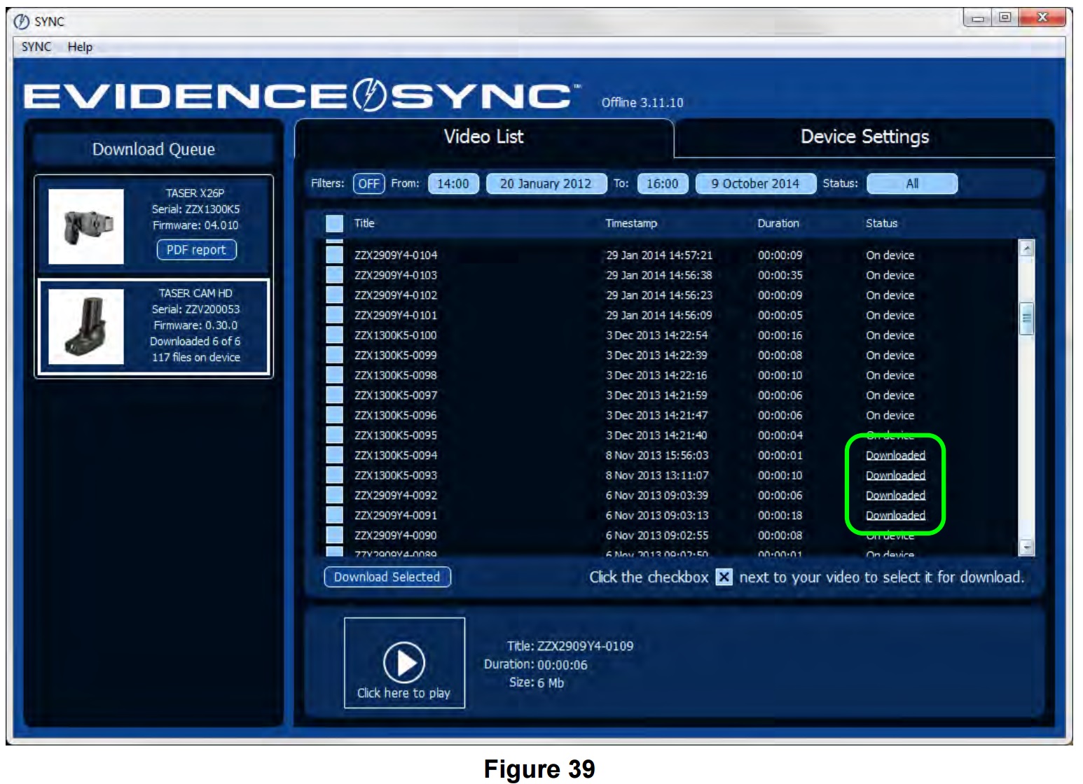 Downloading evidence