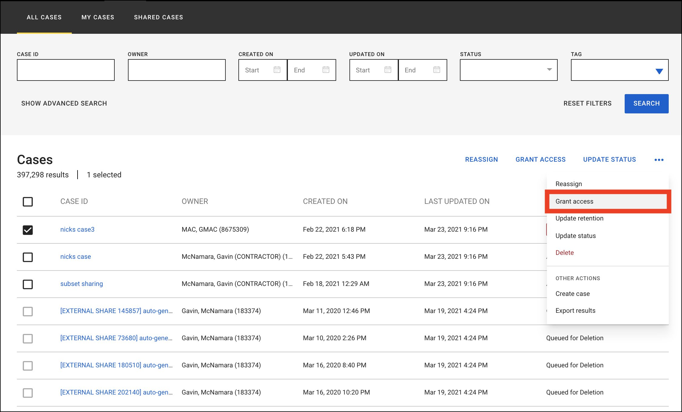 Cases Access Control Overview