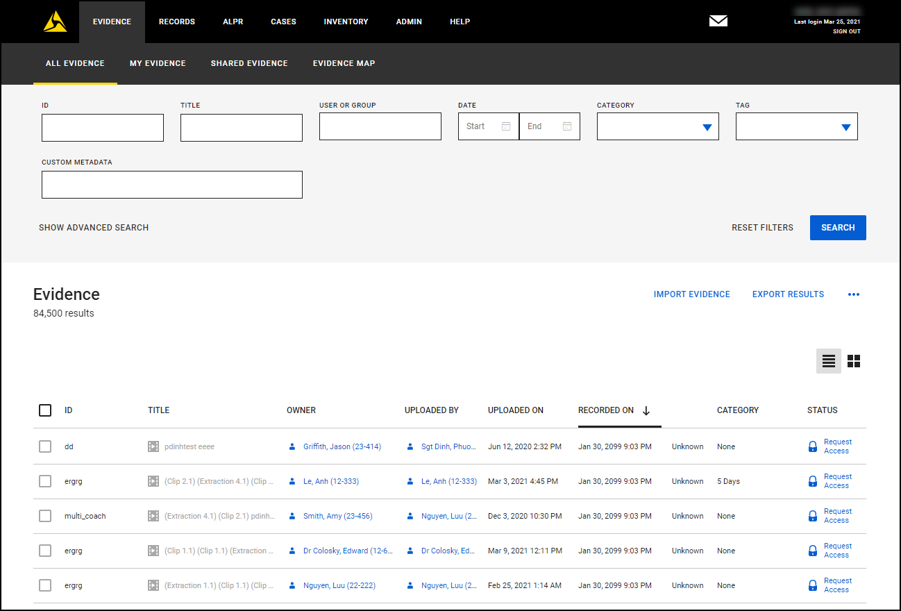 Evidence Access Control Overview