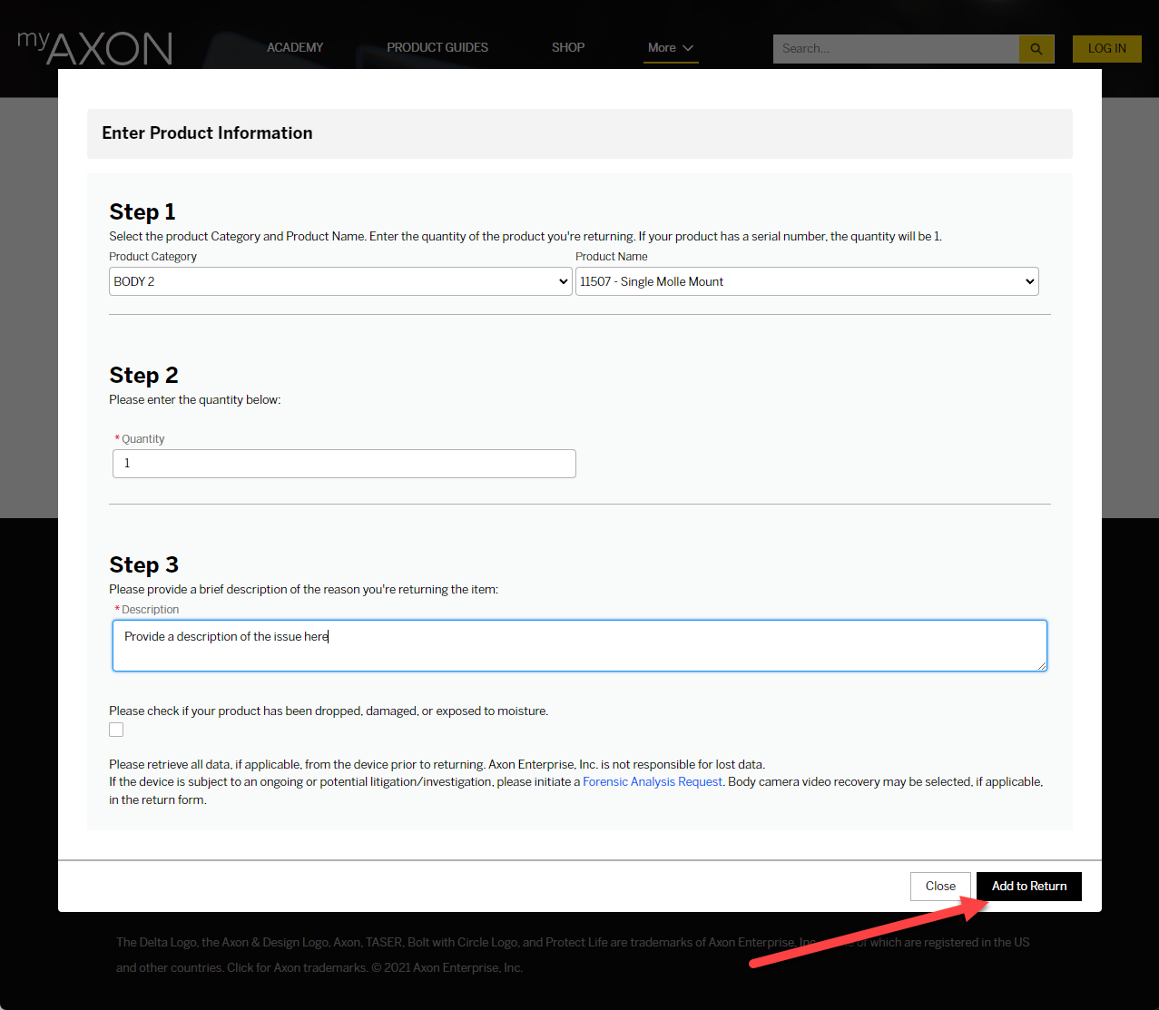 How do I create a return (RMA)?