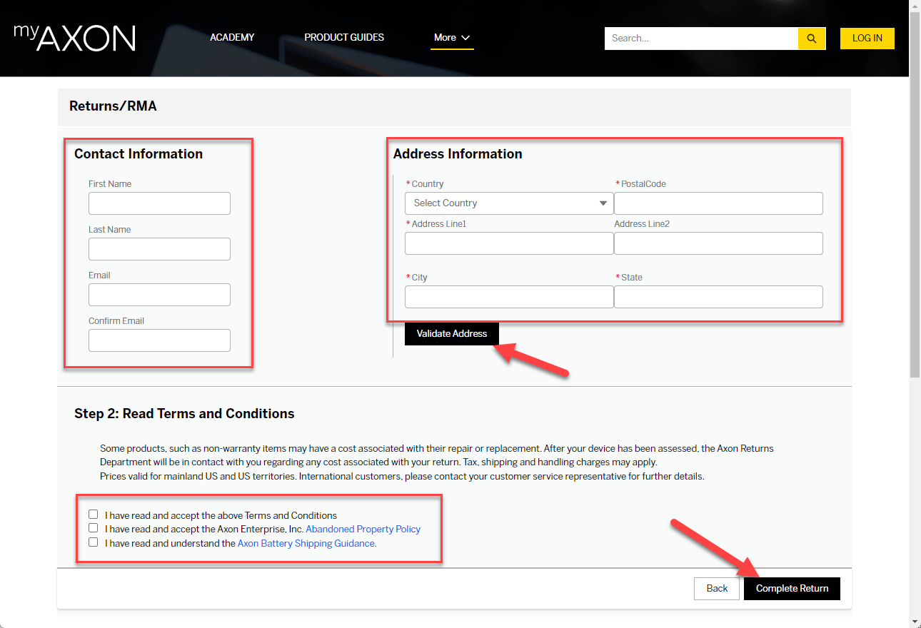 How do I create a return (RMA)?