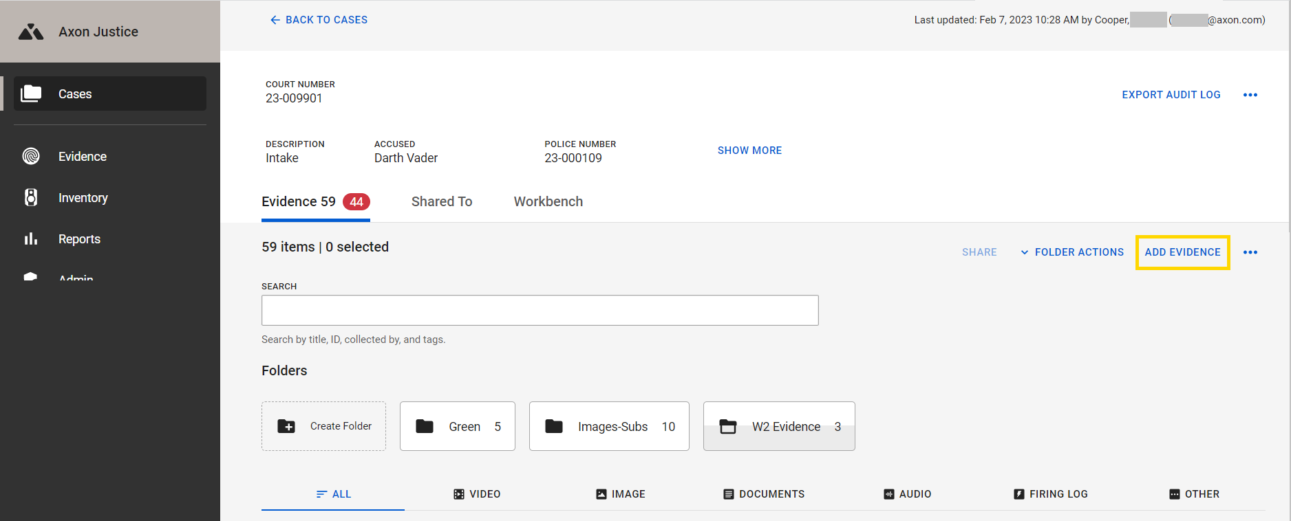 Add or Import Evidence to a Case