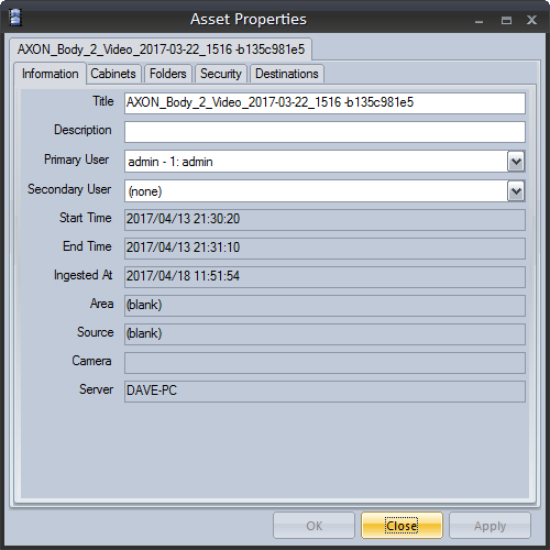 Assets pane - Ev-Local