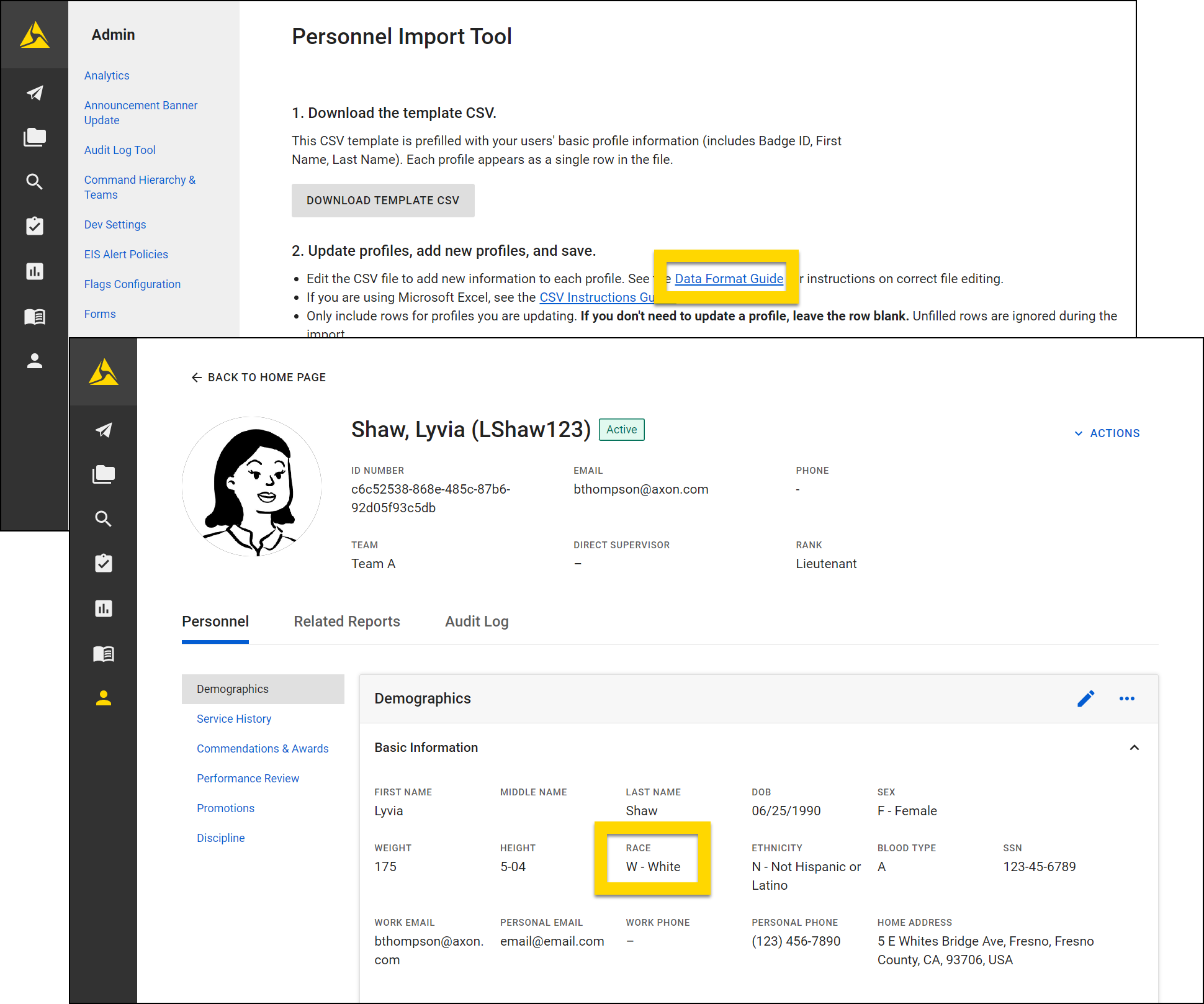 Personnel Import CSV Instructions Guide - Axon Standards