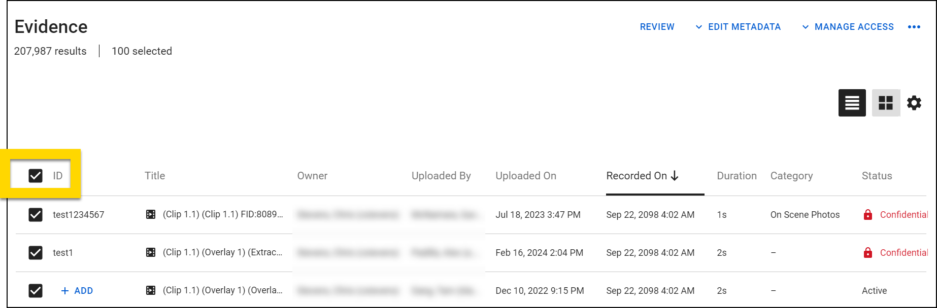 Set evidence category start date - Axon app