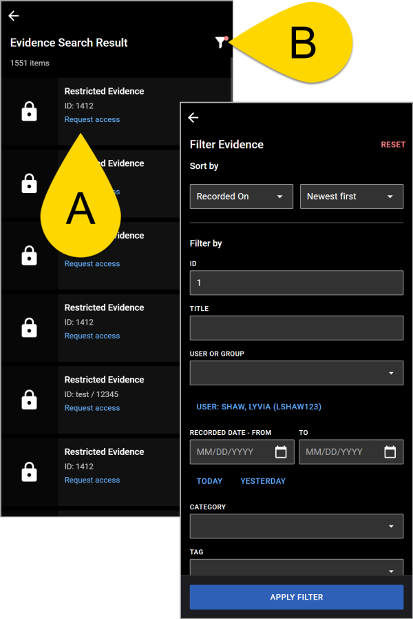 Mobile search overview - Axon app