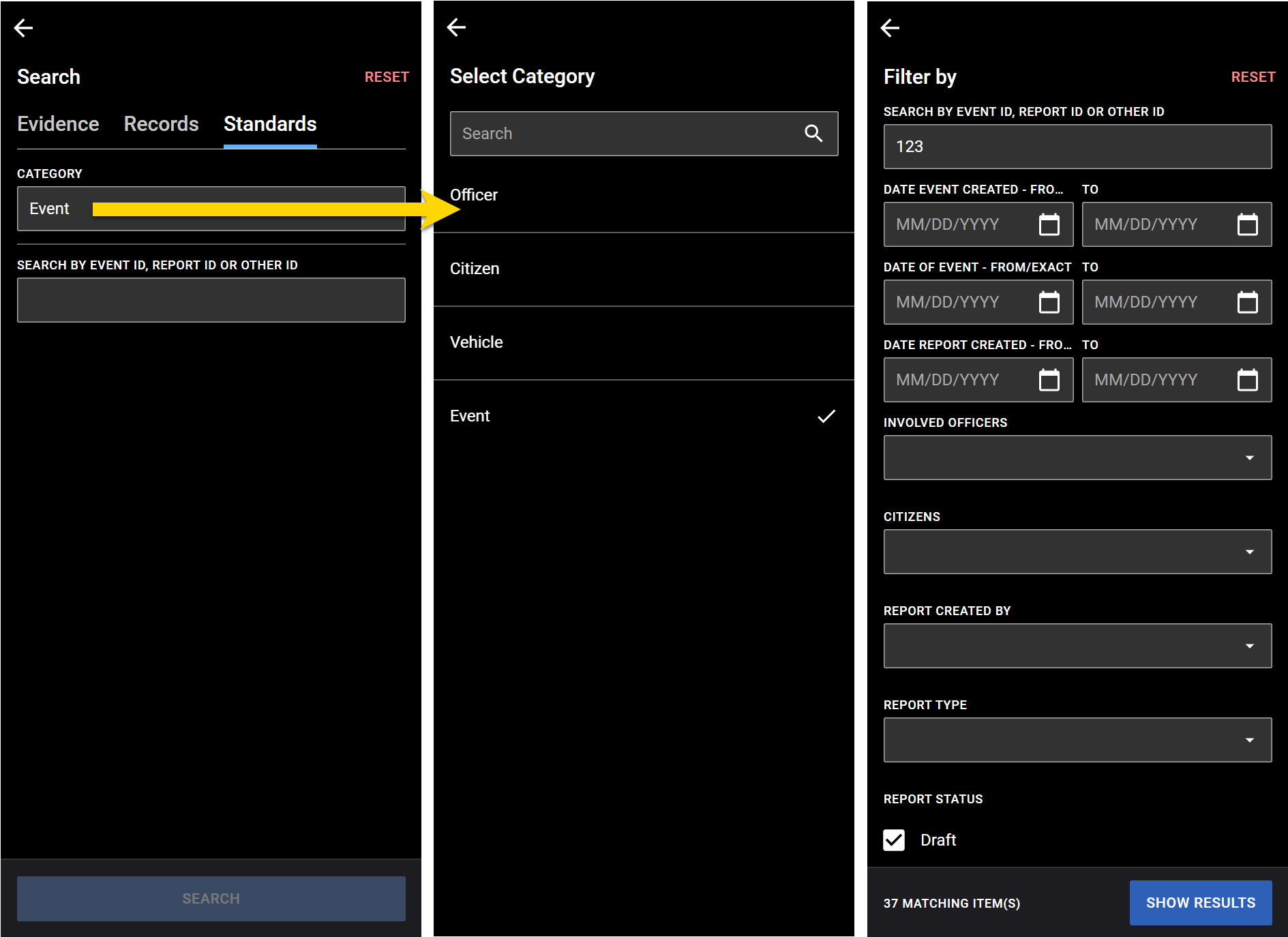 Standards search - Axon app