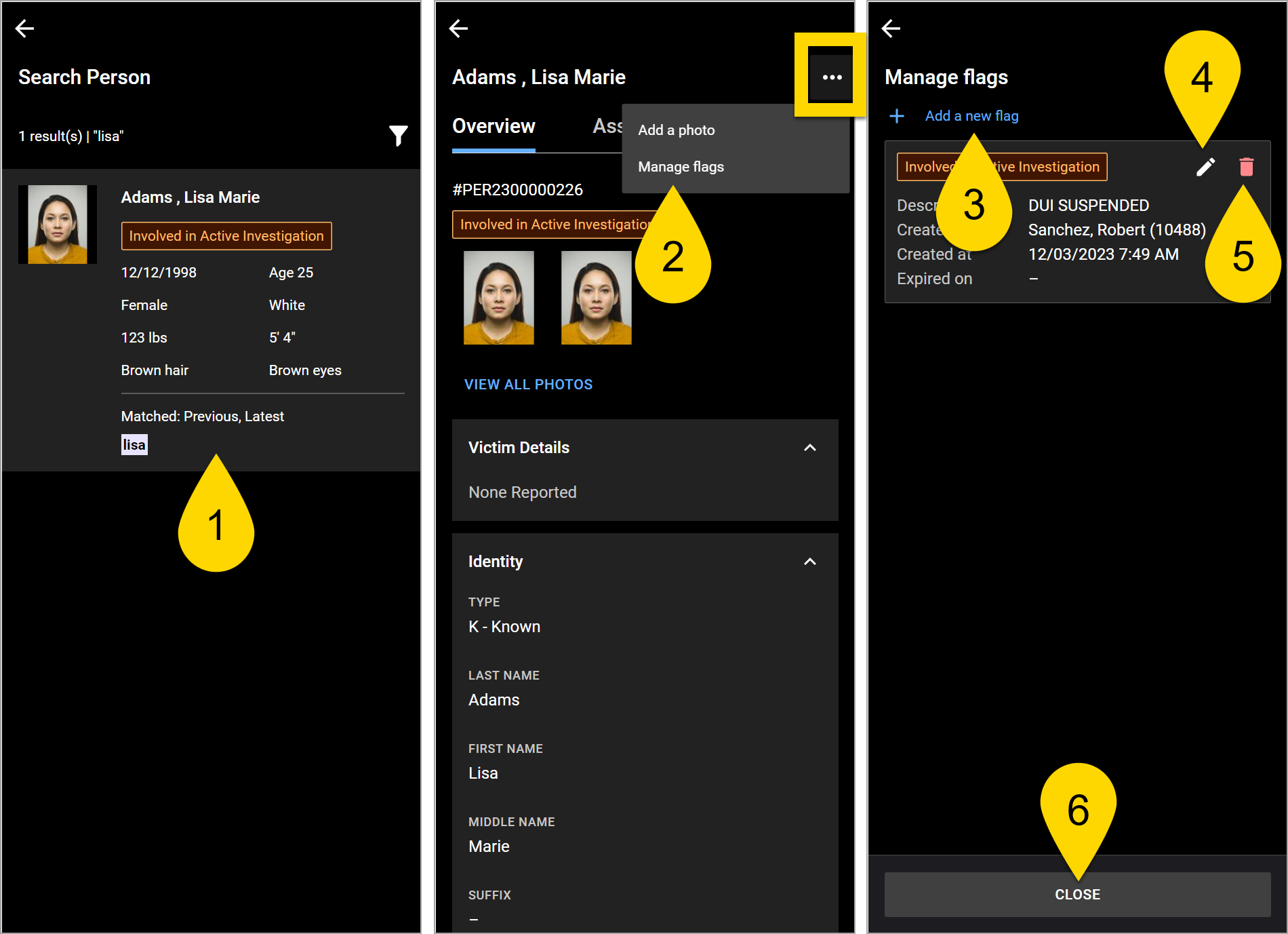 Manage flags on profiles - Axon app