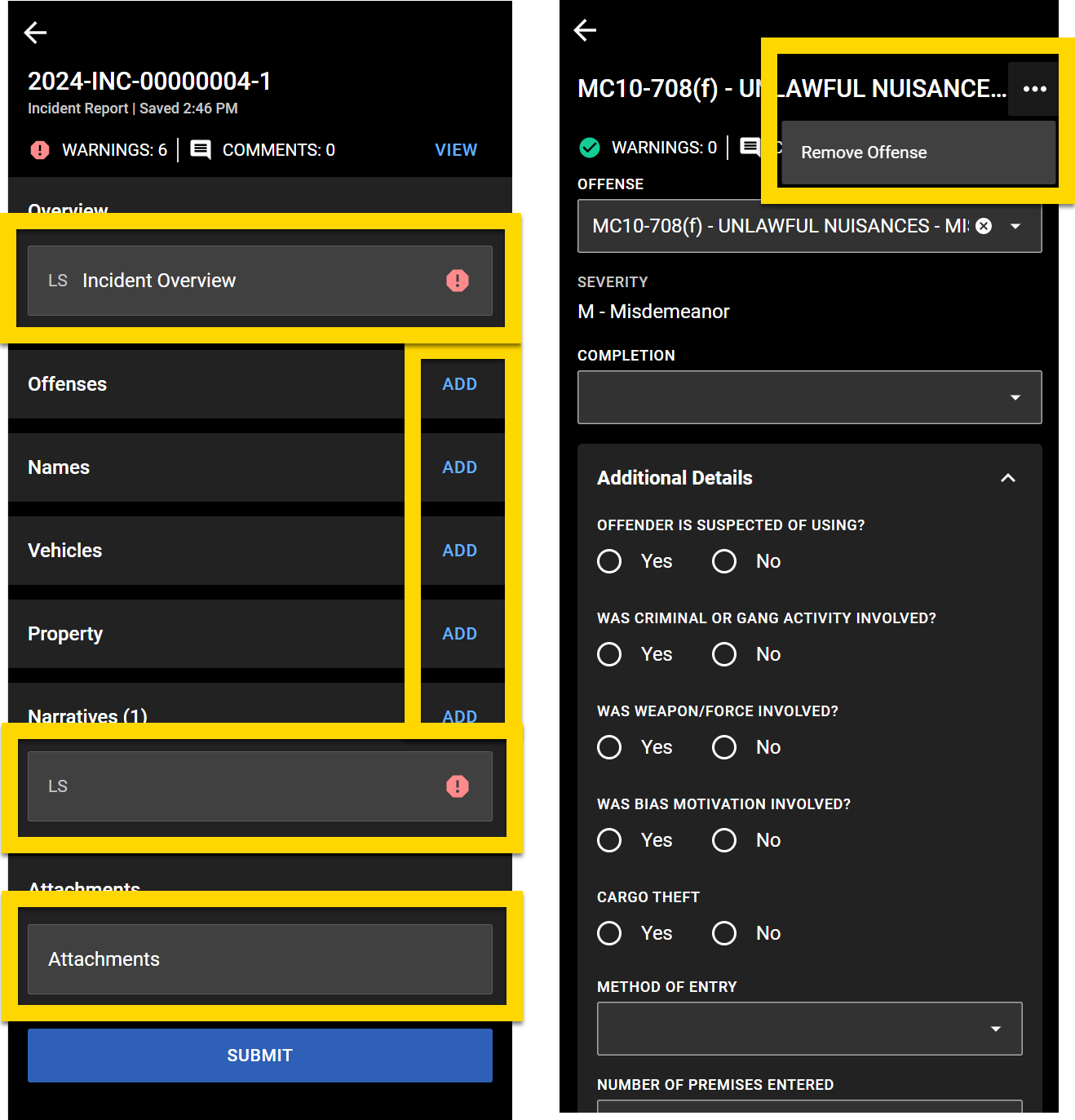 Edit and submit a report - Axon app