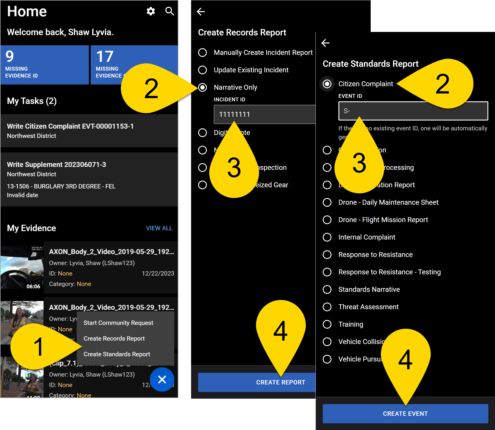 Create a report - Axon app