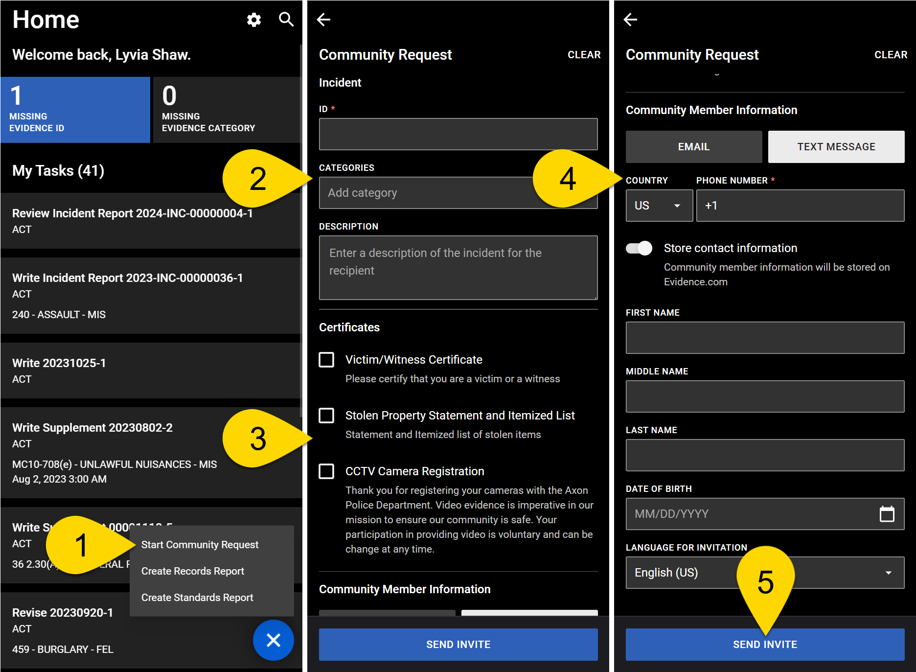Start a community request - Axon app