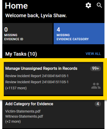 Manage unassigned reports - Axon app