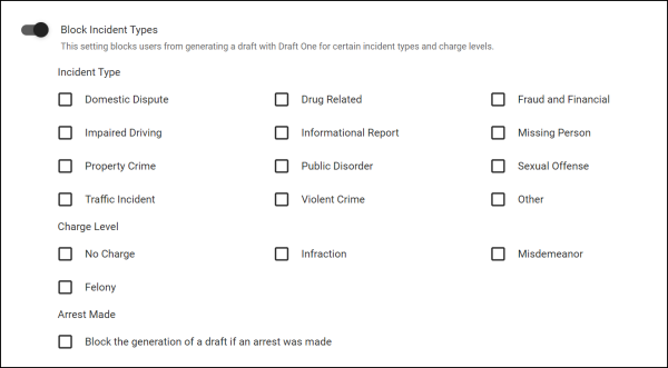 Draft One Settings
