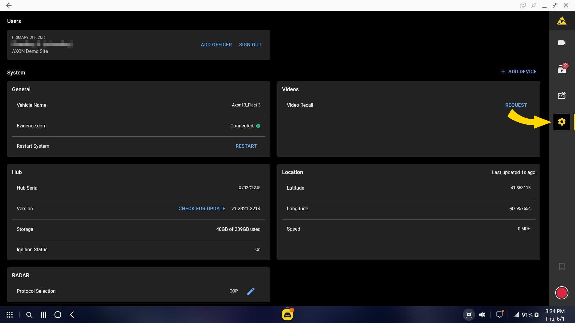 Dashboard Settings tab - Fleet on DeX