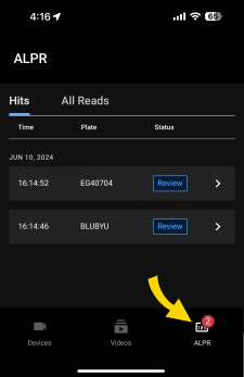 Dashboard ALPR tab - Fleet on iOS