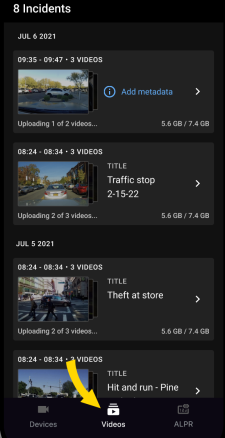 Dashboard Videos tab - Fleet on Android