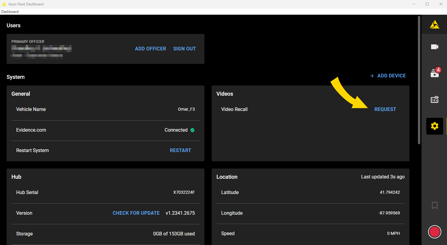 Dashboard video recall - Fleet on PC