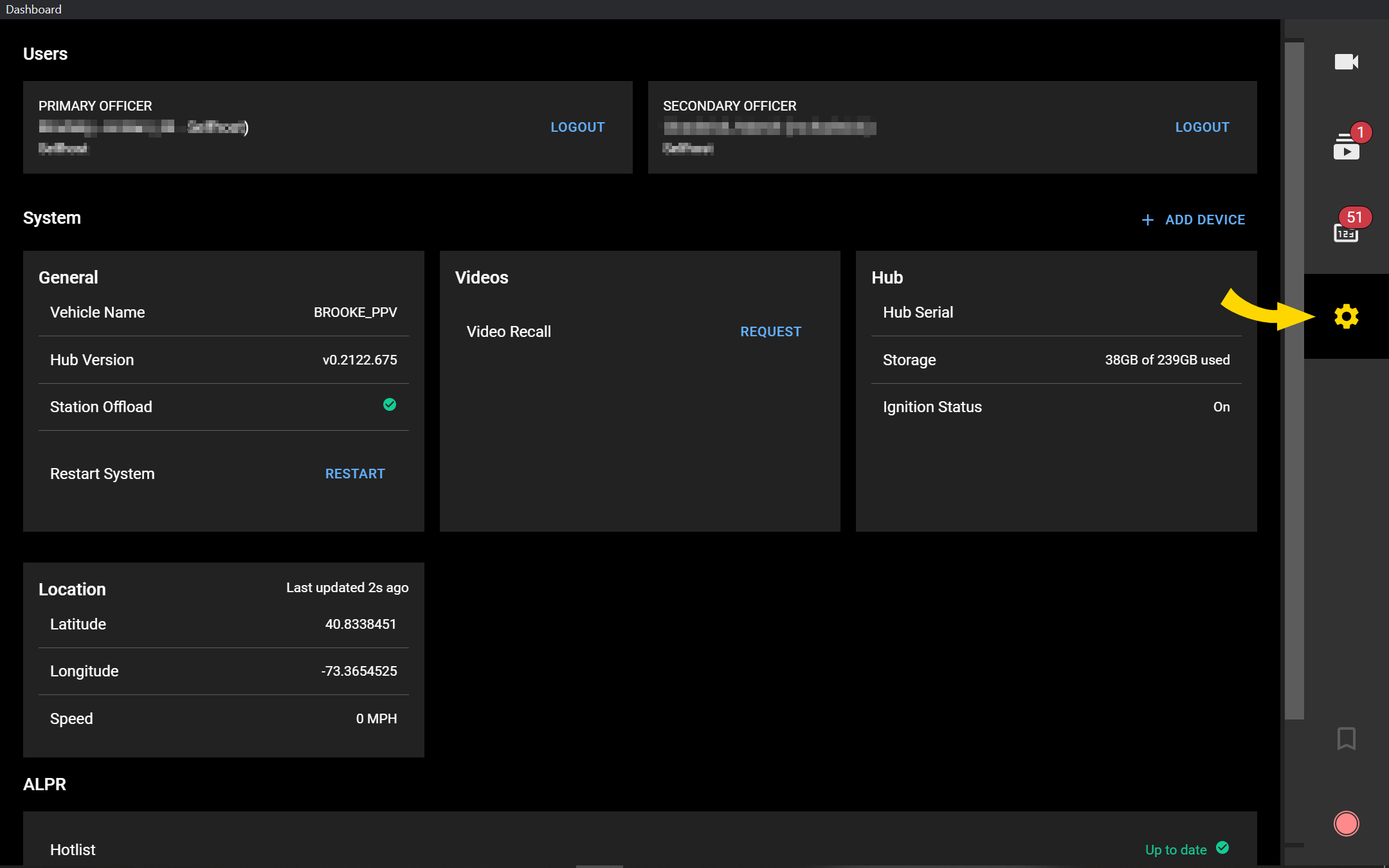 Dashboard Settings tab - Fleet on PC