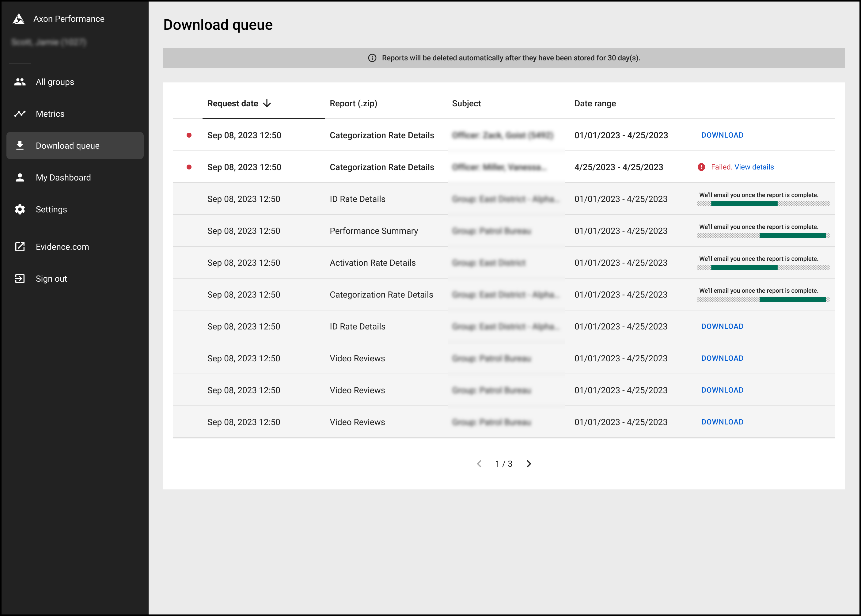 Export Reports in Axon Performance
