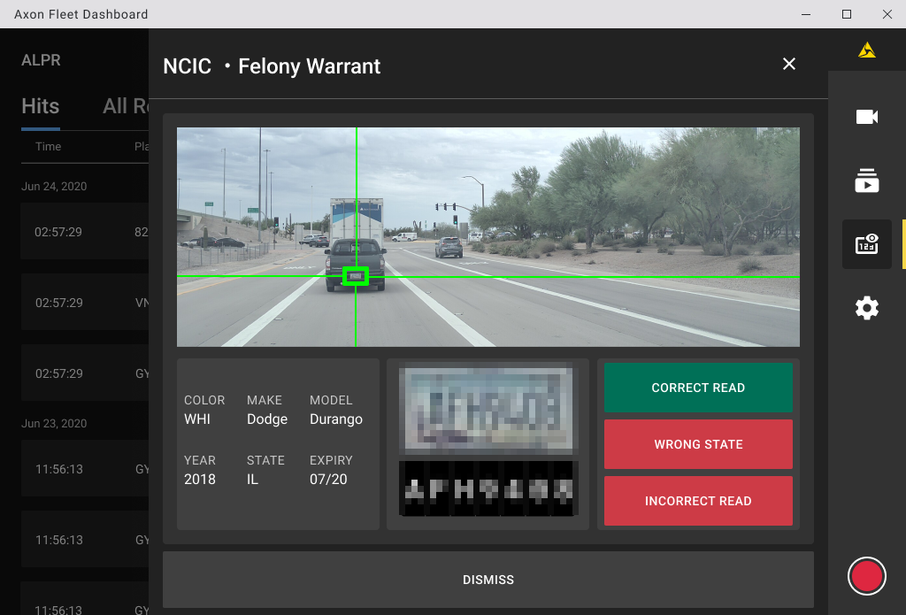 Dashboard hit reviews - ALPR