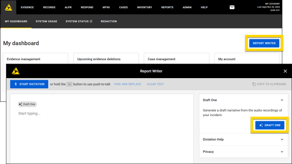 Generate a narrative draft with Draft One in Axon Evidence