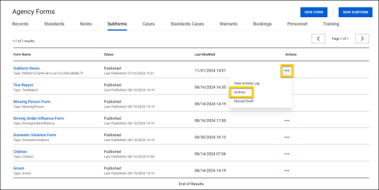 Discard or Archive a Subform - Axon Standards