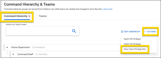 Manage Command Hierarchy Groups with Privilege Sets - Axon Standards
