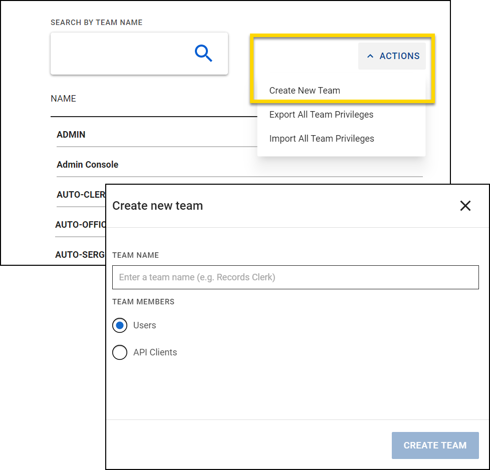 Manage Teams - Axon Standards