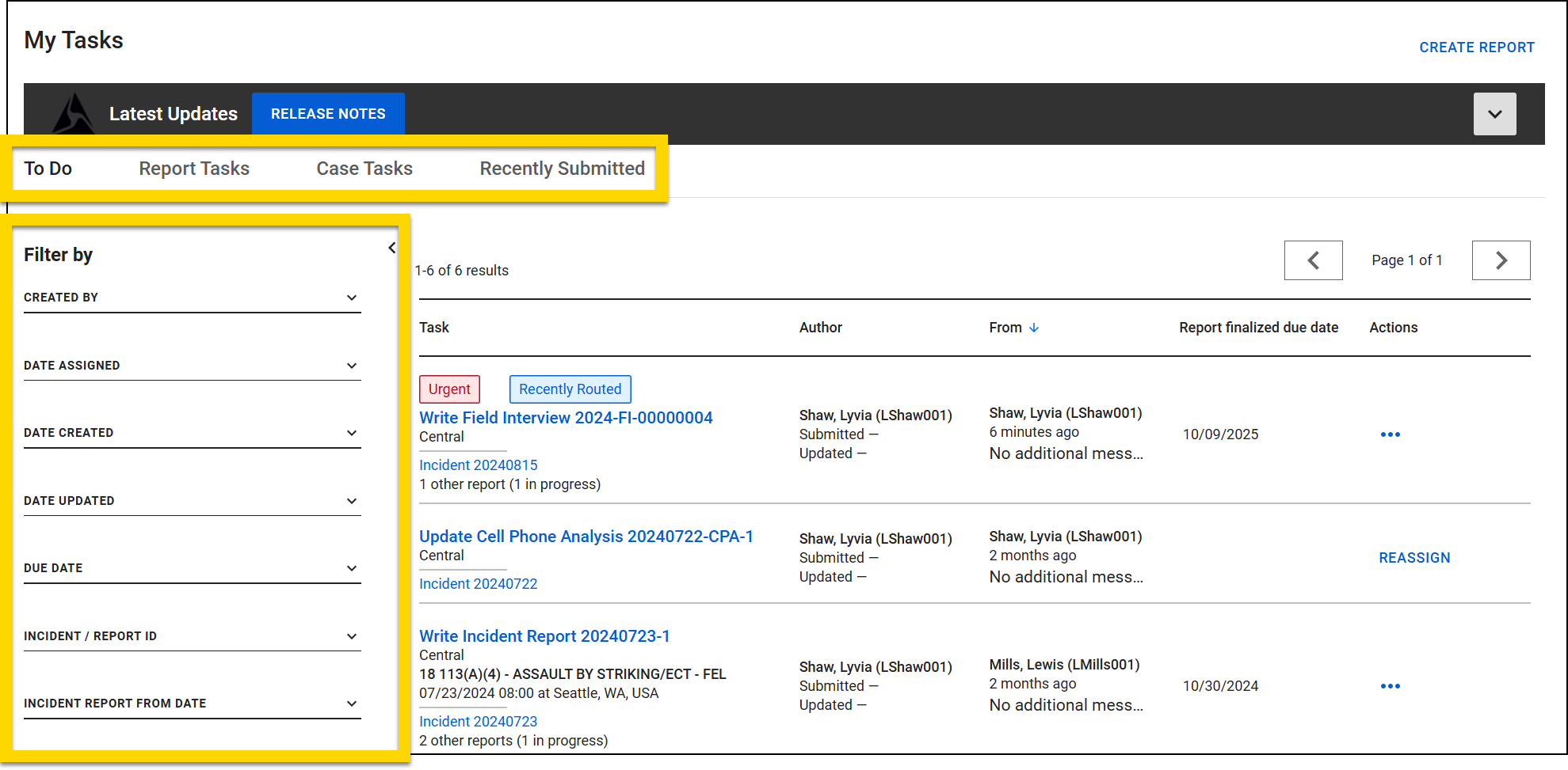 My Tasks Inbox - Axon Records