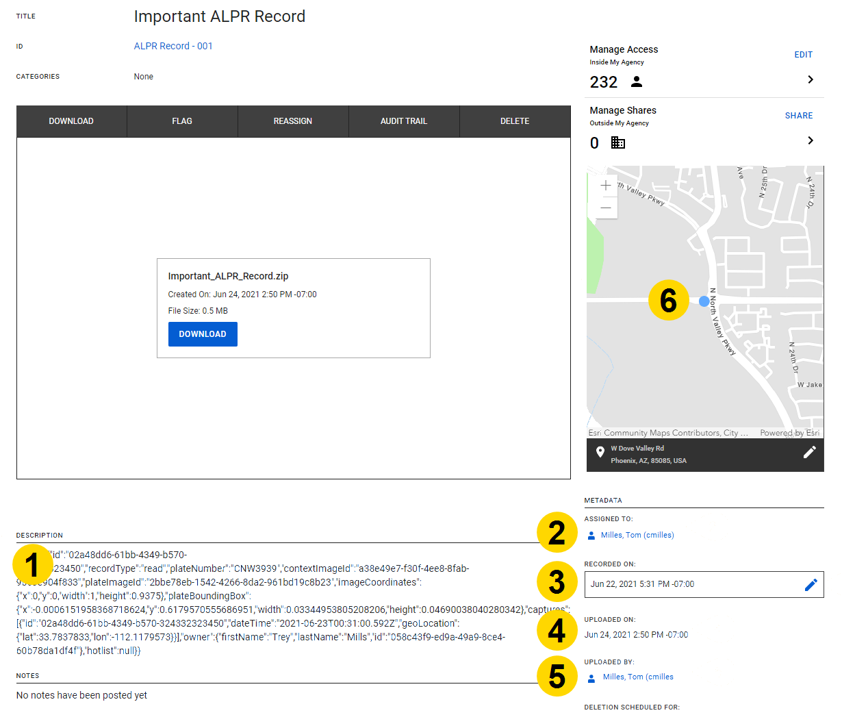 Convert records to evidence - ALPR