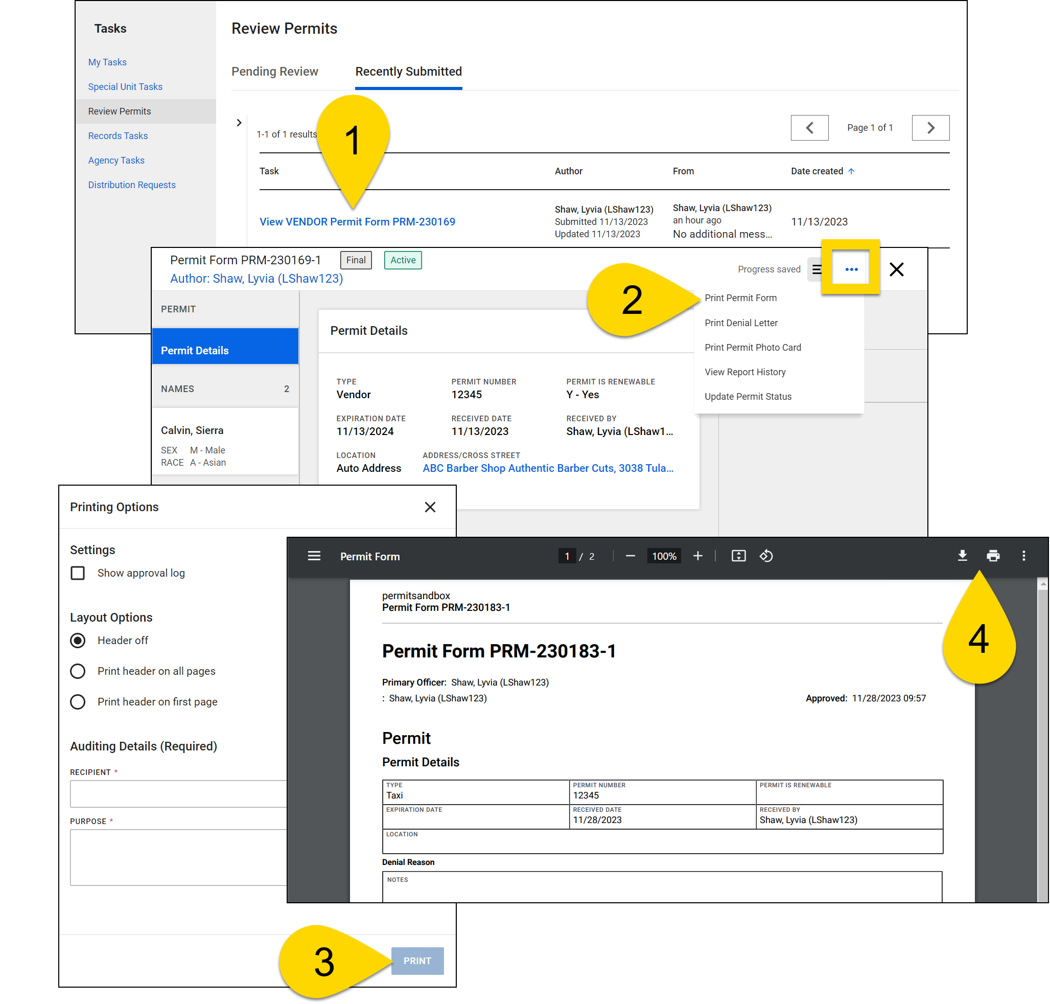 Print Permit Application - Axon Records