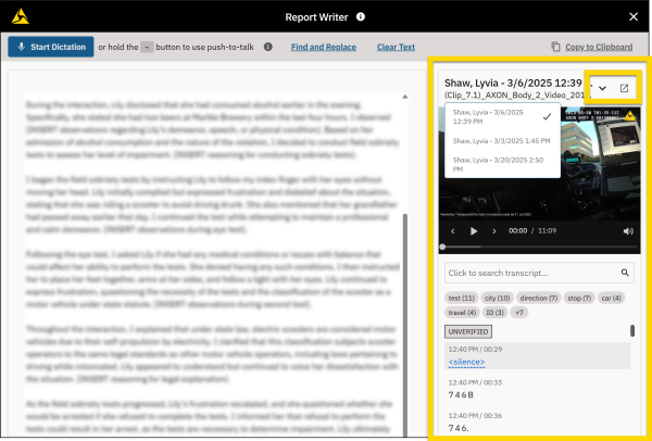 Generate a narrative draft with Draft One in Axon Evidence