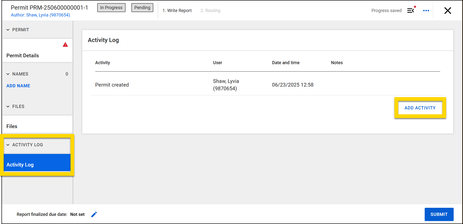 Manage the Permit Activity Log - Axon Records