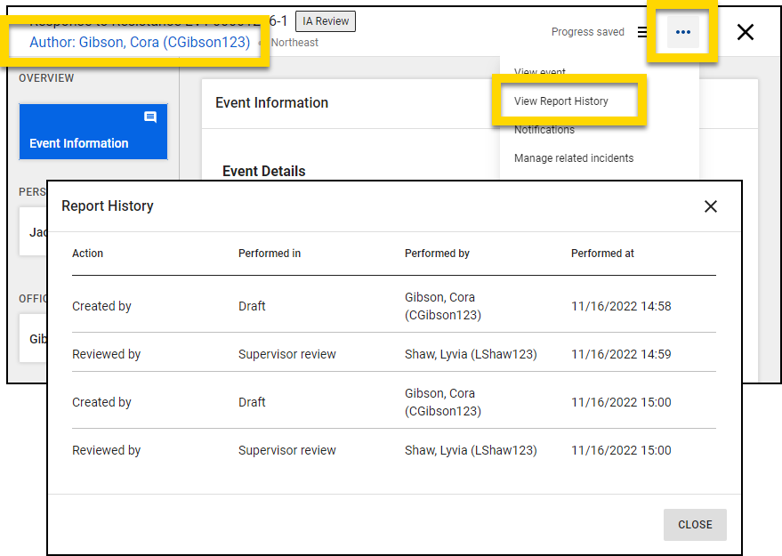 View Report History - Axon Standards