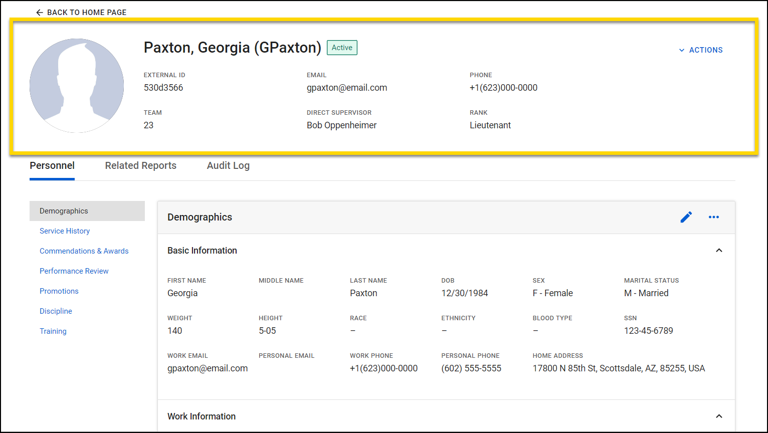 Edit Personnel Demographics - Axon Standards