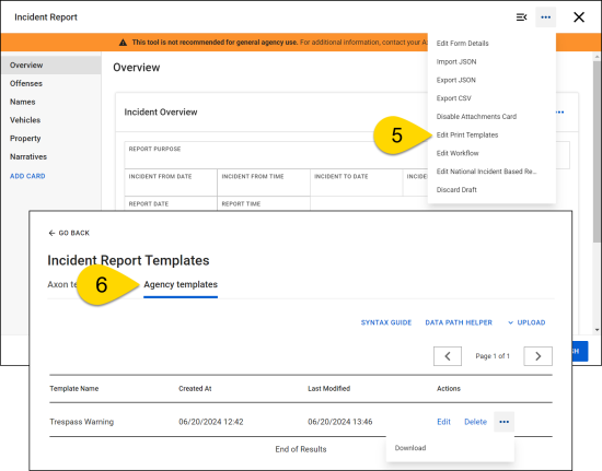 Manage Agency Templates - Axon Standards