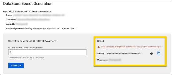 DataStore v1 secret generation - Axon Standards
