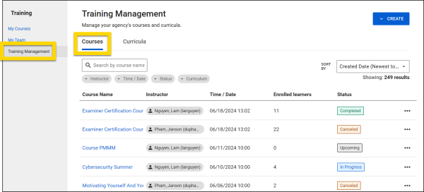 Training Management: Courses - Axon Standards