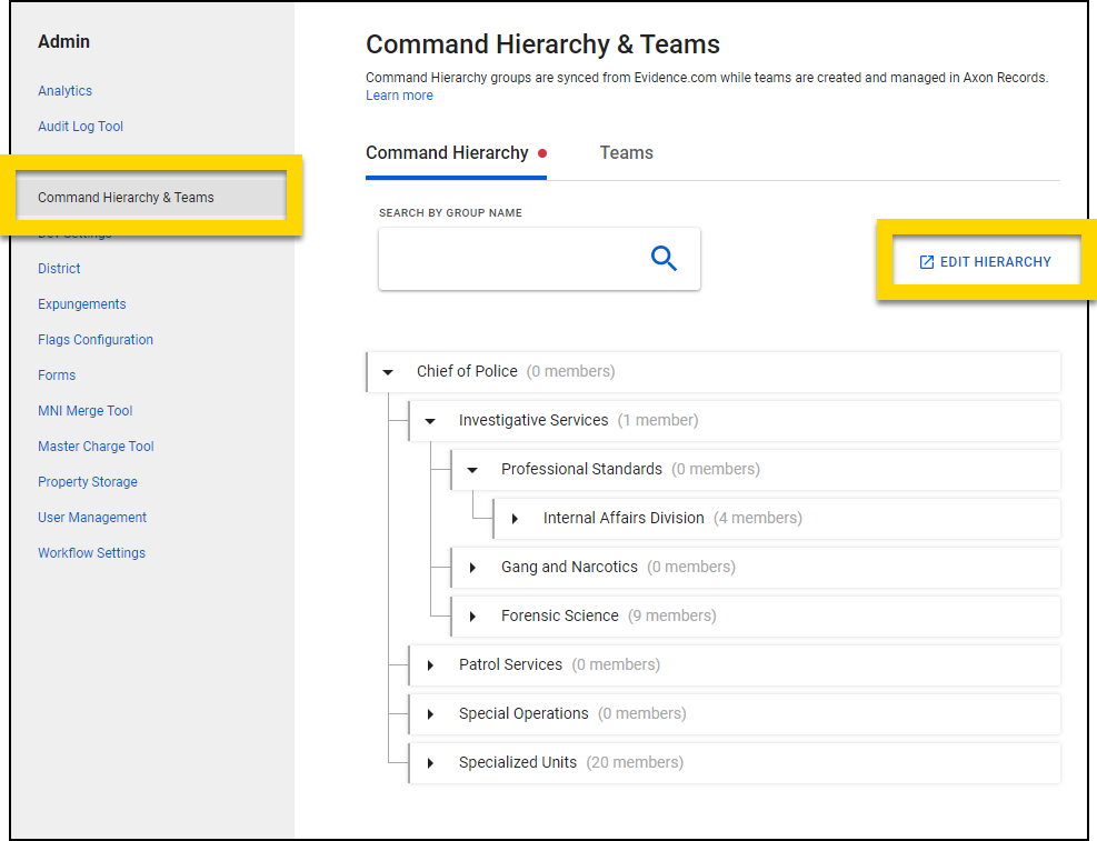 Manage Command Hierarchy - Axon Records